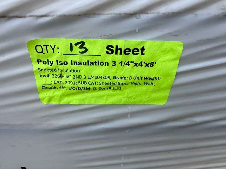 Poly Iso Insulation 3 1/4"x4'x8' - Lambrecht Auction, Inc.