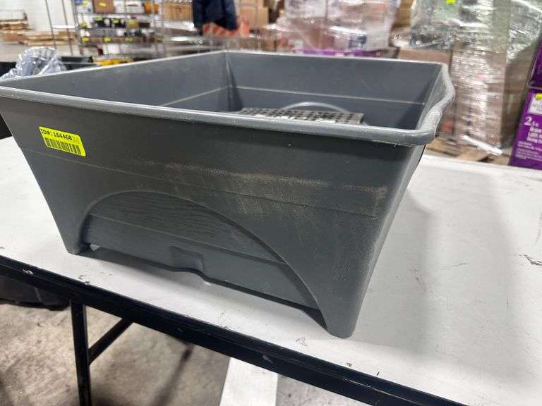 CITY PICKERS 24.5 in. x 20.5 in. Slate Gray Plastic Patio Raised Garden ...