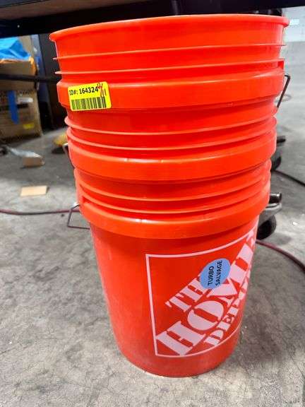 The Home Depot 5 Gallon Orange Homer Bucket(3) - Lambrecht Auction, Inc.