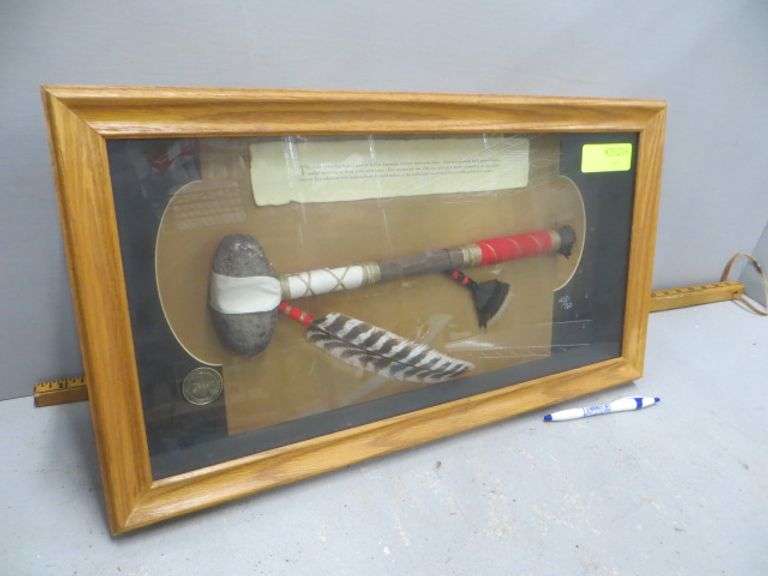 Stone Tomahawk in Display Case 12x21" - Lambrecht Auction, Inc.