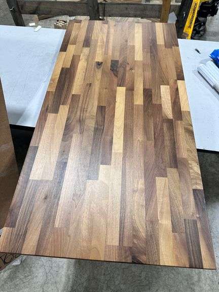Hampton Bay 4 ft. L x 25 in. D Finished Engineered Walnut Butcher Block ...