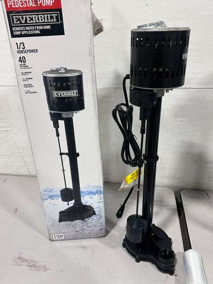 Everbilt 1/3 HP Plastic Pedestal Sump Pump - Lambrecht Auction, Inc.
