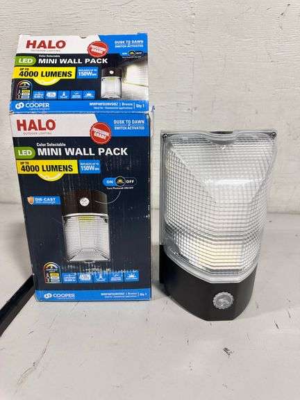 HALO 150- Watt Equivalent, Integrated LED Dusk to Dawn Mini Wall Pack ...