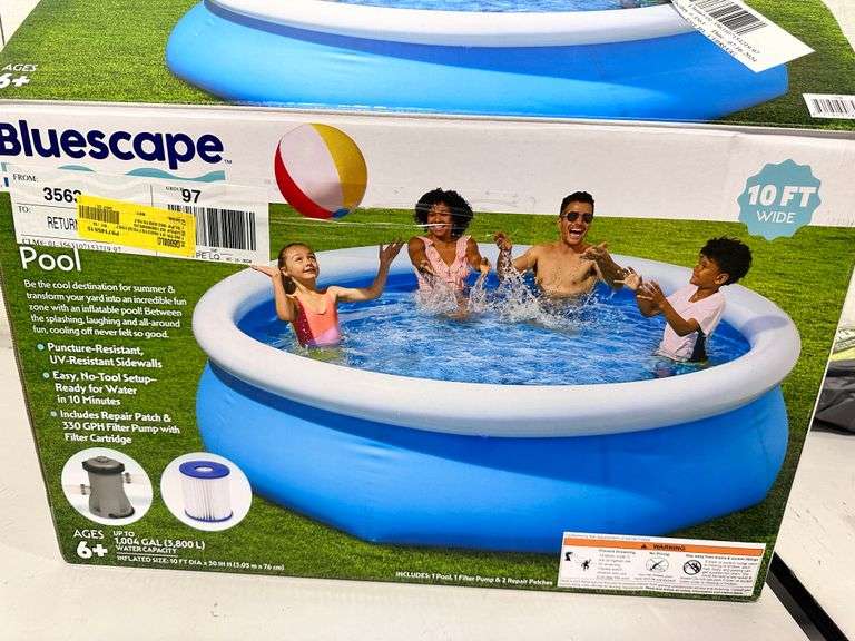 Bluescape Fast Set 10’ x 30” Round Inflatable Soft Sided Above Ground ...