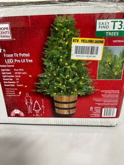 Home Accents Holiday 4 ft. Pre-Lit LED Fraser Fir Artificial Christmas Tree - Lambrecht Auction ...