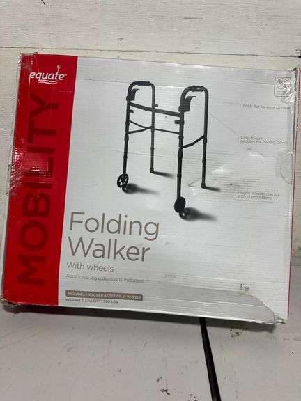 Equate Folding Walker with Wheels, Black - Lambrecht Auction, Inc.