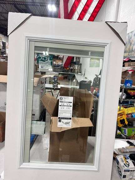 Steves & Sons Reliant Series Mini-Blind White Primed Clear Glass Half ...