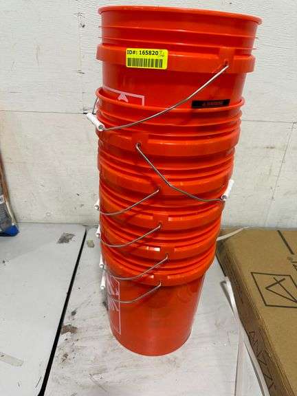 The Home Depot 5 Gallon Orange Homer Bucket x6 - Lambrecht Auction, Inc.