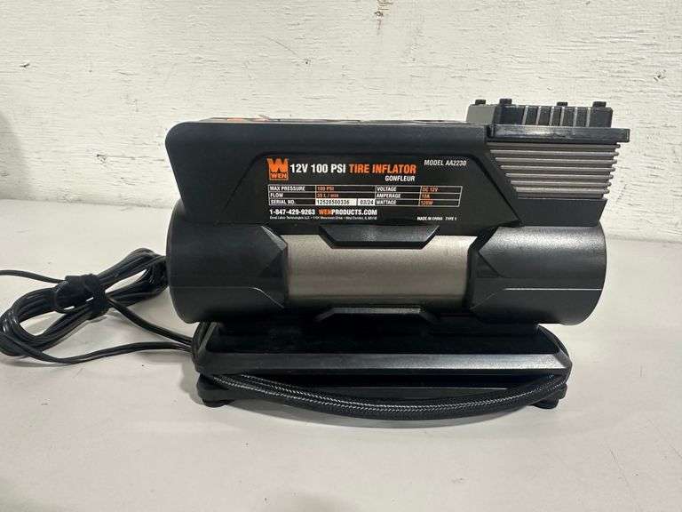 WEN AA2230 12V 100 PSI 1.25 CFM Portable Air Compressor and Tire ...
