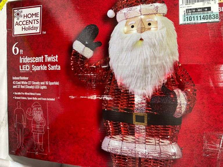 6 ft. Iridescent Twist LED Sparkle Santa Holiday Yard Decoration ...
