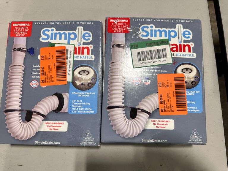 SIMPLE DRAIN 1.25 in. Rubber Threaded P-Trap Bathroom Single Sink Drain ...