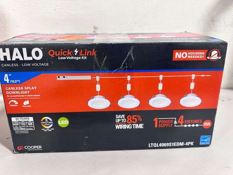 HALO QuickLink Low Voltage, 4 in. Recessed Canless LED Starter Kit ...