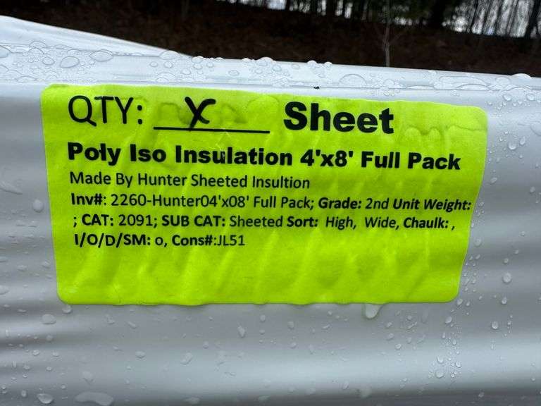 Poly Iso Insulation 4'x8' Full Pack - Lambrecht Auction, Inc.