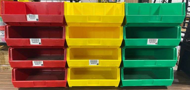 Quantum Colored Stacking Bins Red, Yellow, Green 15x14x7 (12x ...