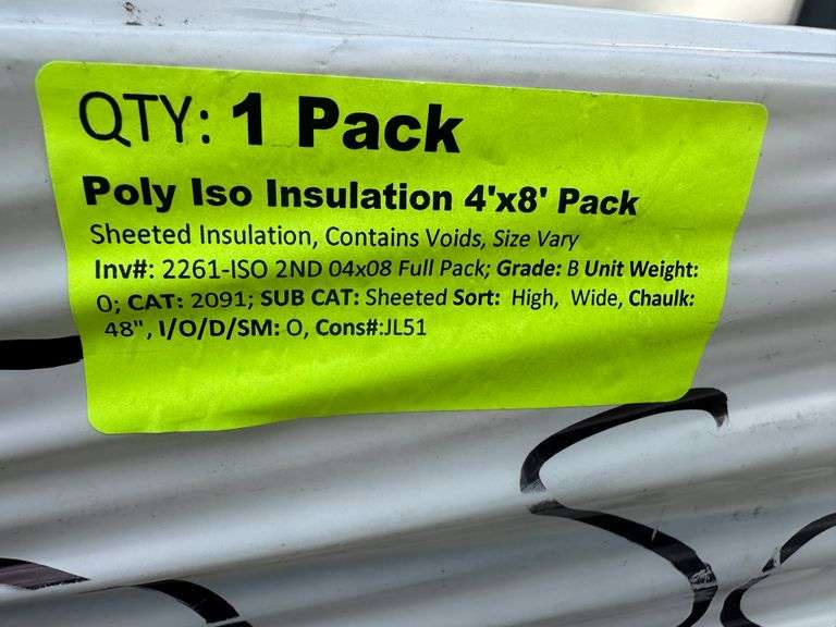 Poly Iso Insulation 4'x8' Pack - Lambrecht Auction, Inc.