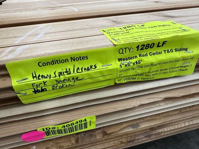 Western Red Cedar T&G Siding 1"x6"x16' - Lambrecht Auction, Inc.