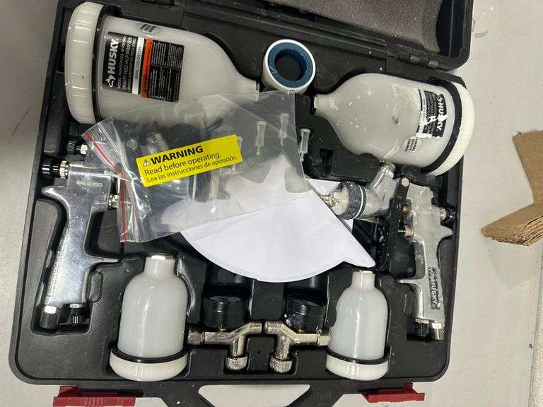 Husky HVLP and Standard Gravity Feed Spray Gun Kit - Lambrecht Auction ...