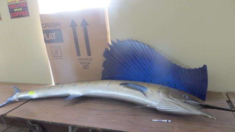 "Blue Marlin Wall Hanging - 102" Long - Lambrecht Auction, Inc.
