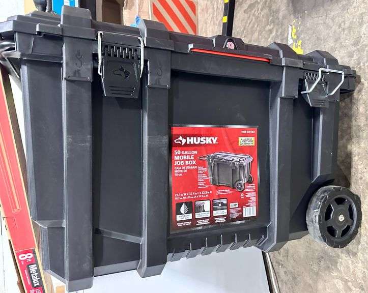 Husky 23 in. 50 Gal. Black Rolling Toolbox - Lambrecht Auction, Inc.