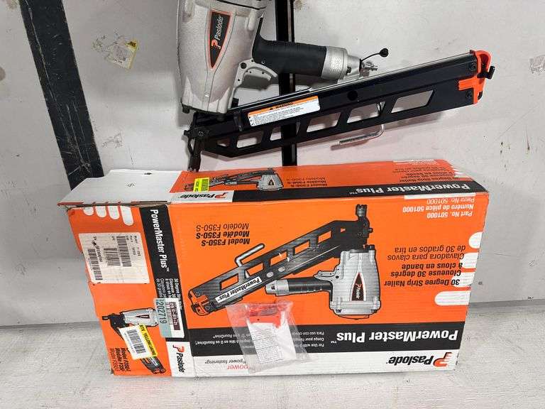 Paslode Pneumatic 3-1/2 in. 30 degree Air Corded PowerMaster Plus Clipped-Head Framing Nailer ...