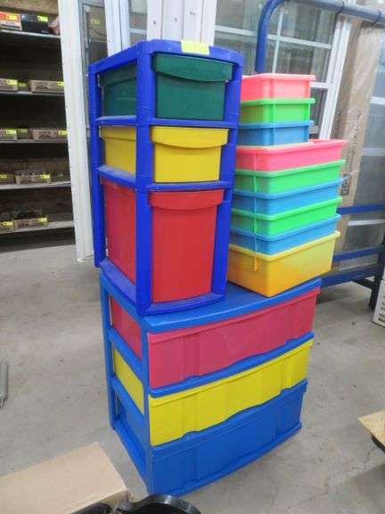 Colored Storage Bins & Drawers - Lambrecht Auction, Inc.