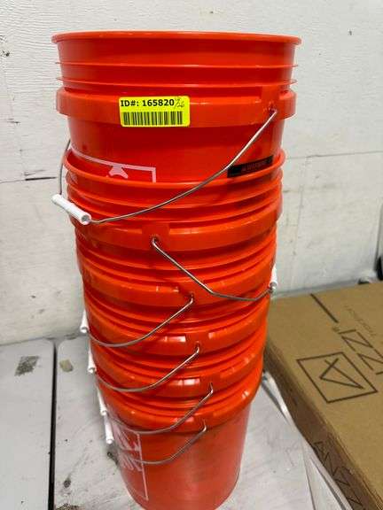 The Home Depot 5 Gallon Orange Homer Bucket x6 - Lambrecht Auction, Inc.