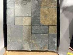 Jeffrey Court Rust Block Medley Multi-Color Slate Wall and Floor Mosaic ...