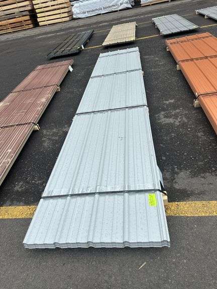 Ash Gray Corrugated Metal Panel 3'x16' - Lambrecht Auction, Inc.