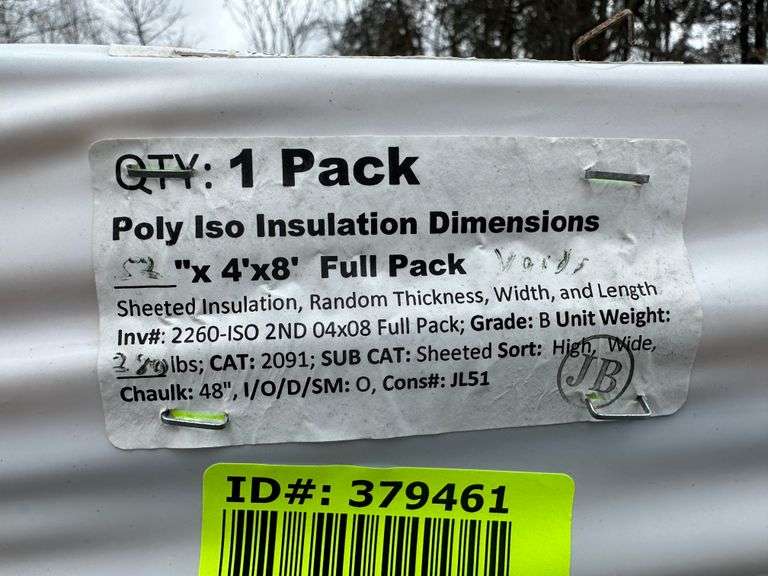 Poly Iso Insulation Dimensions 52" x 4" x 8' - Lambrecht Auction, Inc.