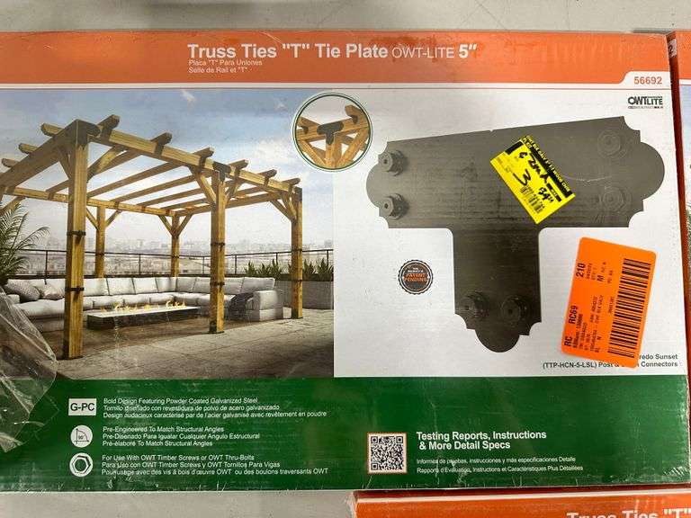 OWT 5 in. 12-Gauge Black Galv. St. T-Tie Wood Connector Plate Kit (3x ...
