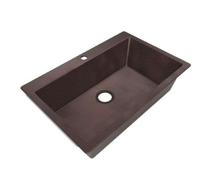 Graphite Granite Single Bowl Drop-In Sink 22"x33"x8 1/2" - Lambrecht ...