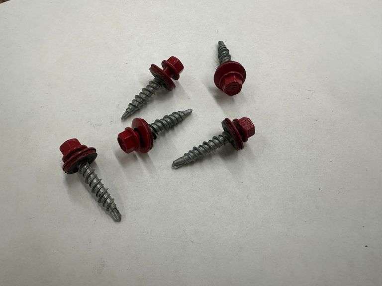 1" Dark Red Woodgrip Screw, Metal To Wood w/Washer - Lambrecht Auction ...