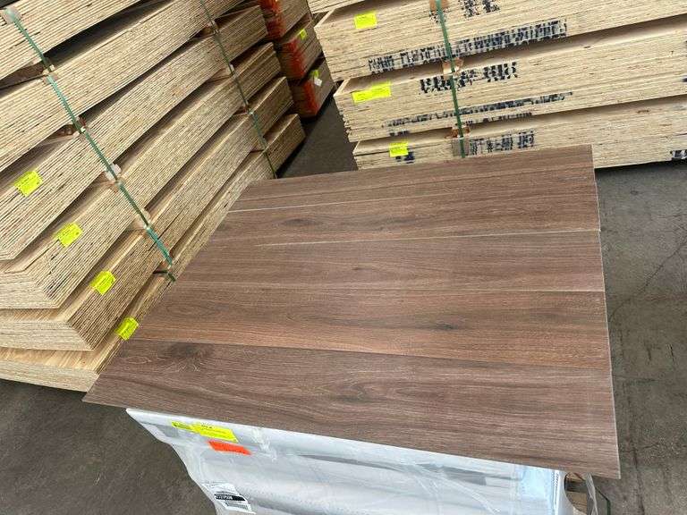 Native Teak Wood Look Plank Porcelain Tile 8"x48" - Lambrecht Auction, Inc.