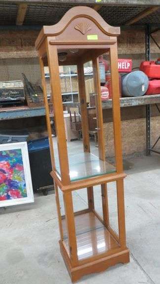 Maple Open Display Cabinet w/ Glass Shelves - Lambrecht Auction, Inc.