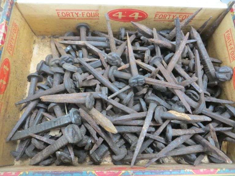 RR Date Nails & Square Nails - 2 Cigar Boxes - Lambrecht Auction, Inc.