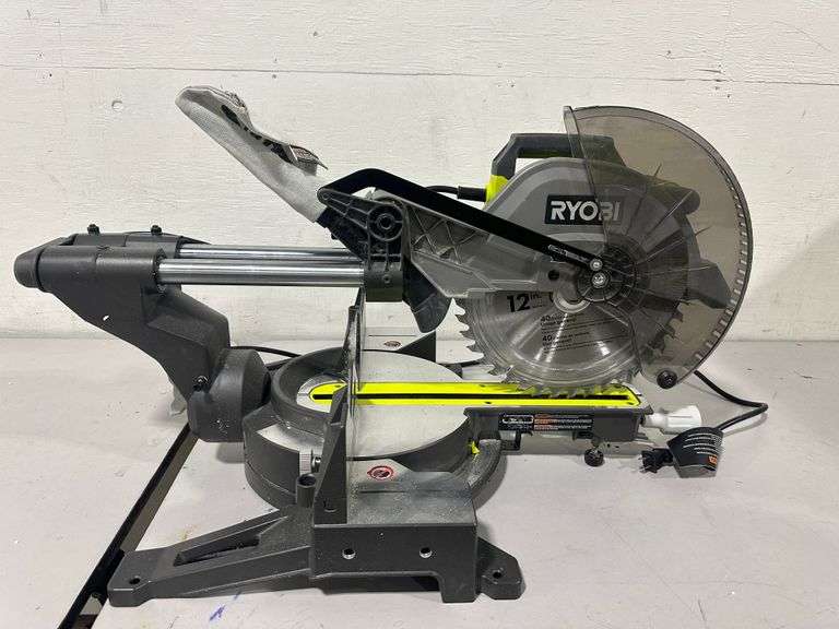 RYOBI 15 Amp 12 in. Corded Sliding Compound Miter Saw with LED Cutline Indicator Used ...