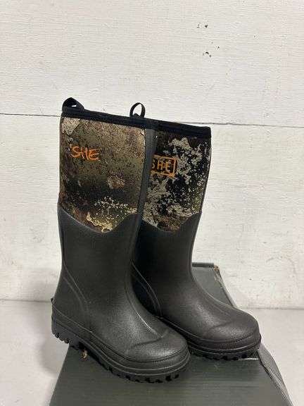 SHE Outdoor Camo Utility Waterproof Rubber Boots For Ladies Size 8W ...