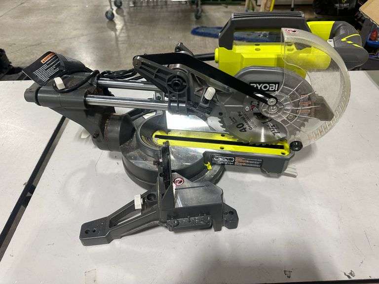 Ryobi 10 Amp Corded 7-1/4 in. Compound Sliding Miter Saw - Lambrecht Auction, Inc.