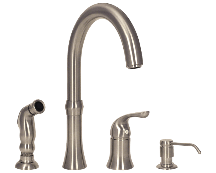 Brushed Nickel Four Hole Kitchen Faucet - Lambrecht Auction, Inc.