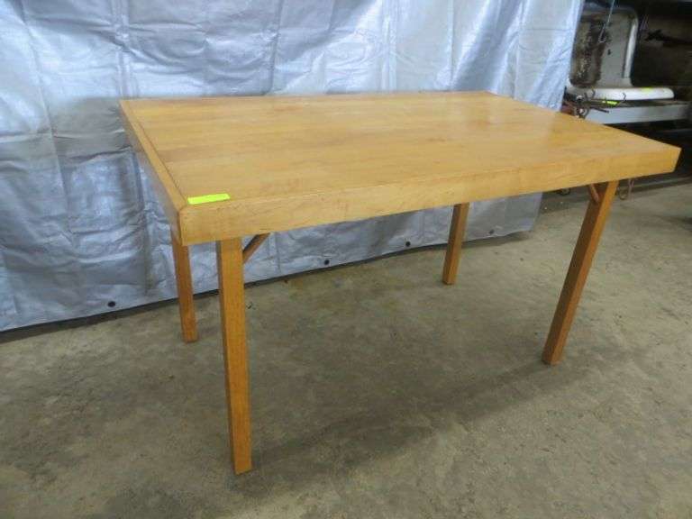 Homemade Table w/ Laminated Maple Top - Lambrecht Auction, Inc.