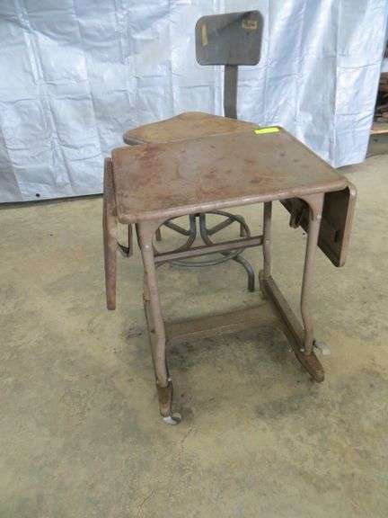 Metal Typewriter Table & Metal Shop Stool - Lambrecht Auction, Inc.