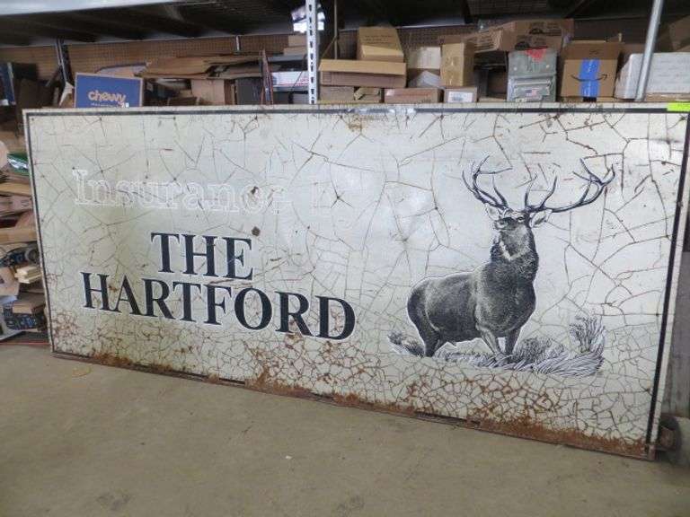 "Insurance by The Hartford" Sign - Metal - Lambrecht Auction, Inc.