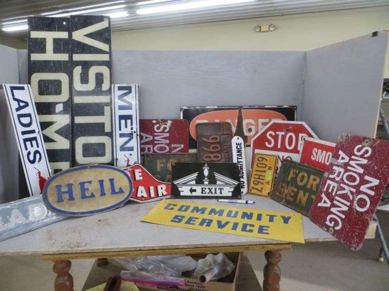 Assorted Signs - Metal & Fiber - Lambrecht Auction, Inc.