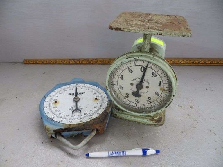 Kitchen Scales & 220 lb. Hanging Scale - Lambrecht Auction, Inc.
