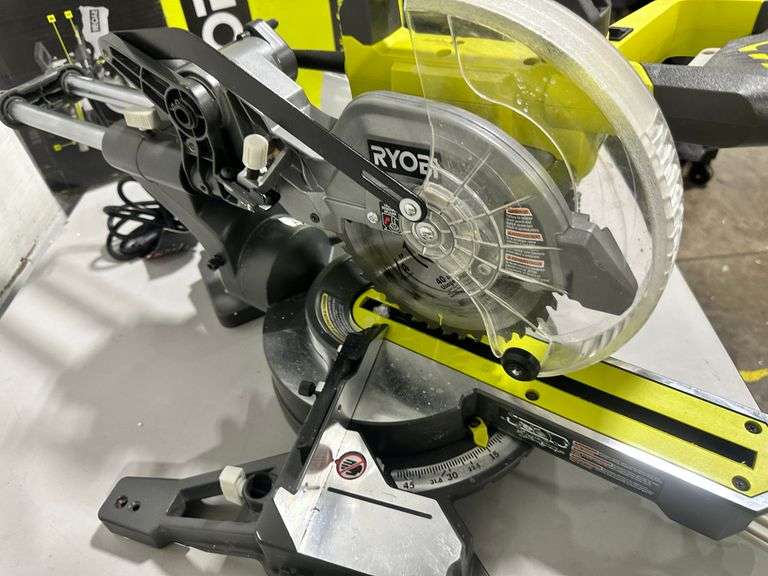 Ryobi 10 Amp Corded 7-1/4 in. Compound Sliding Miter Saw Used - Lambrecht Auction, Inc.