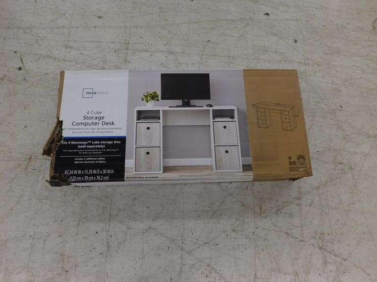 Mainstays 4 Cube Storage Computer Desk Box Damage - Lambrecht Auction, Inc.