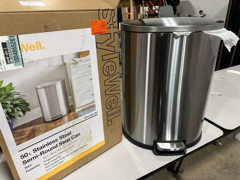StyleWell 50L Stainless Steel Semi Round Step Can - Small Dent ...