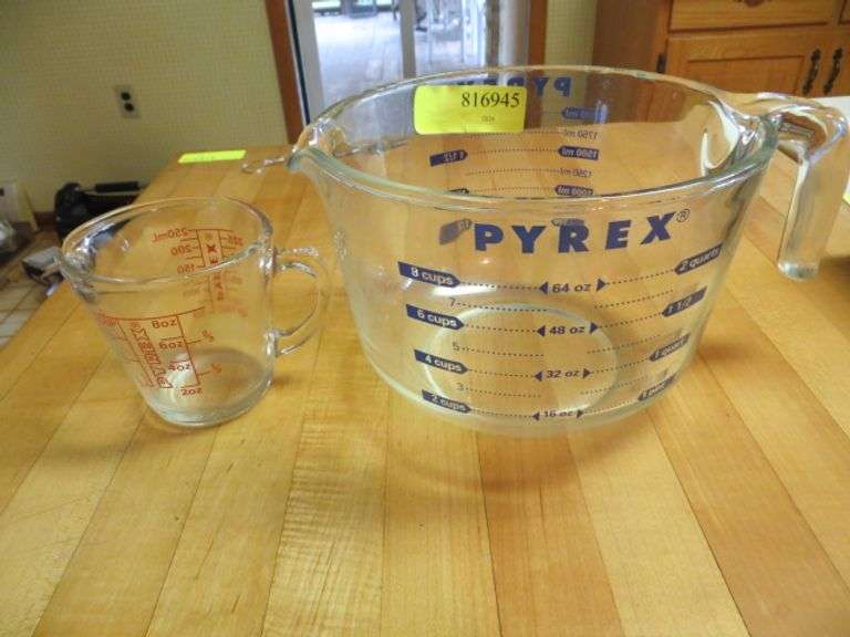 Pyrex 8 Cup & 1 Cup Measuring Pitchers - Lambrecht Auction, Inc.