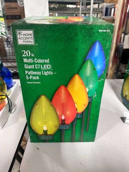 Home Accents Holiday 20 Inch Multi-Colored Giant C7 Pathway Lights 5 ...