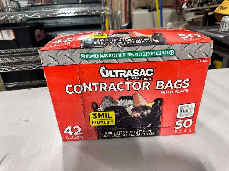 Ultrasac 42-Gallon Heavy Duty Contractor Bag with Flaps (50-Count ...